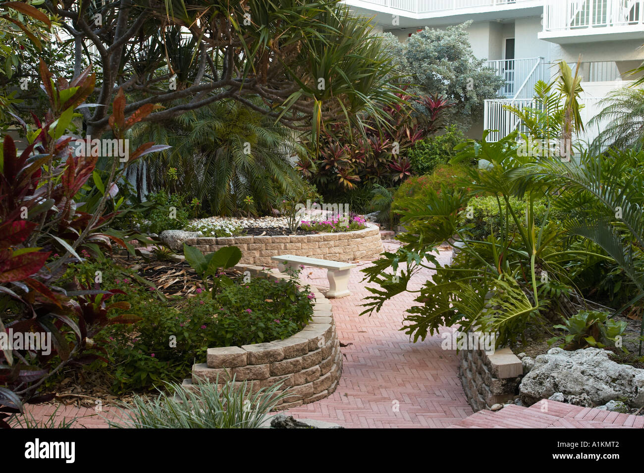 A tropical courtyard at a resort in Florida Stock Photo - Alamy