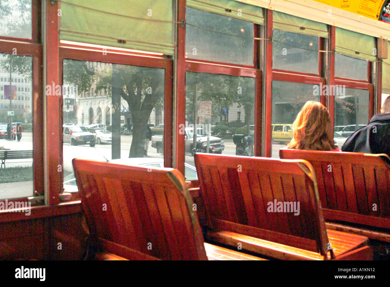 Interior of New Orleans streetcar Stock Photo - Alamy