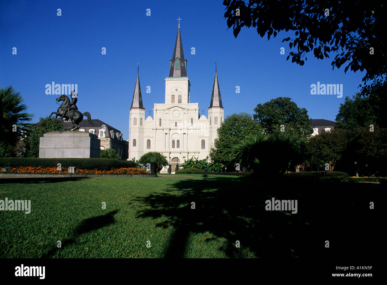 St Louis Cathedral and Jackson Square in the French Quarter of New ...