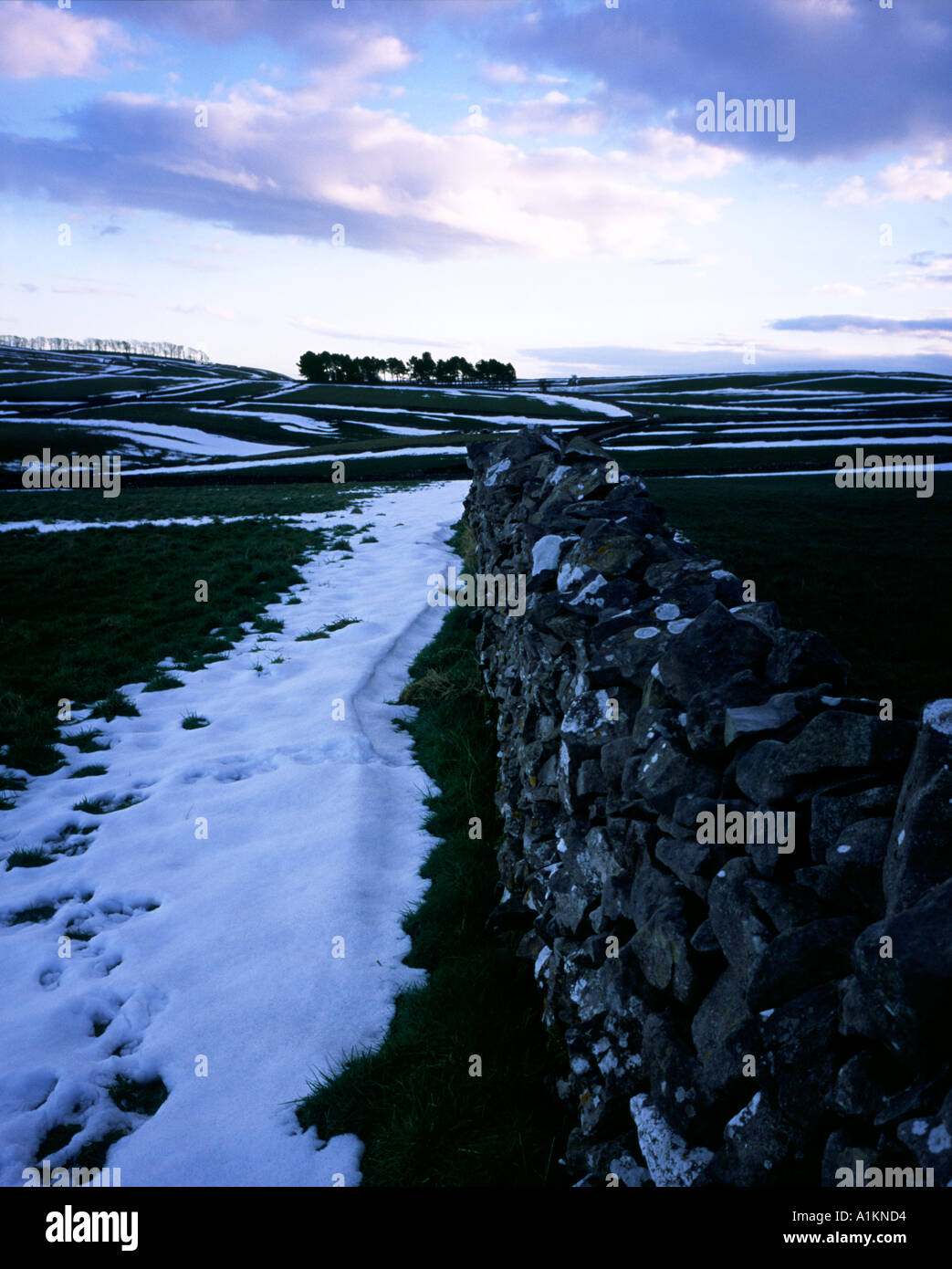 Winter landscape at Litton in the Derbyshire Peak District England UK ...
