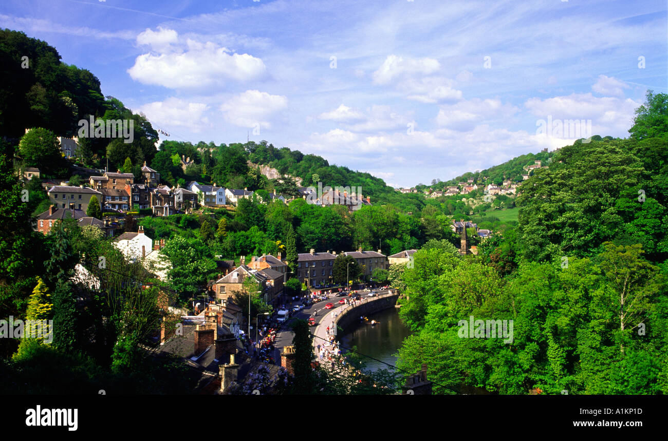 View taken in summer of the village of Matlock Bath in the Derbyshire ...