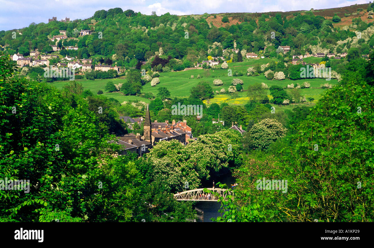 View taken in summer of the village of Matlock Bath in the Derbyshire ...