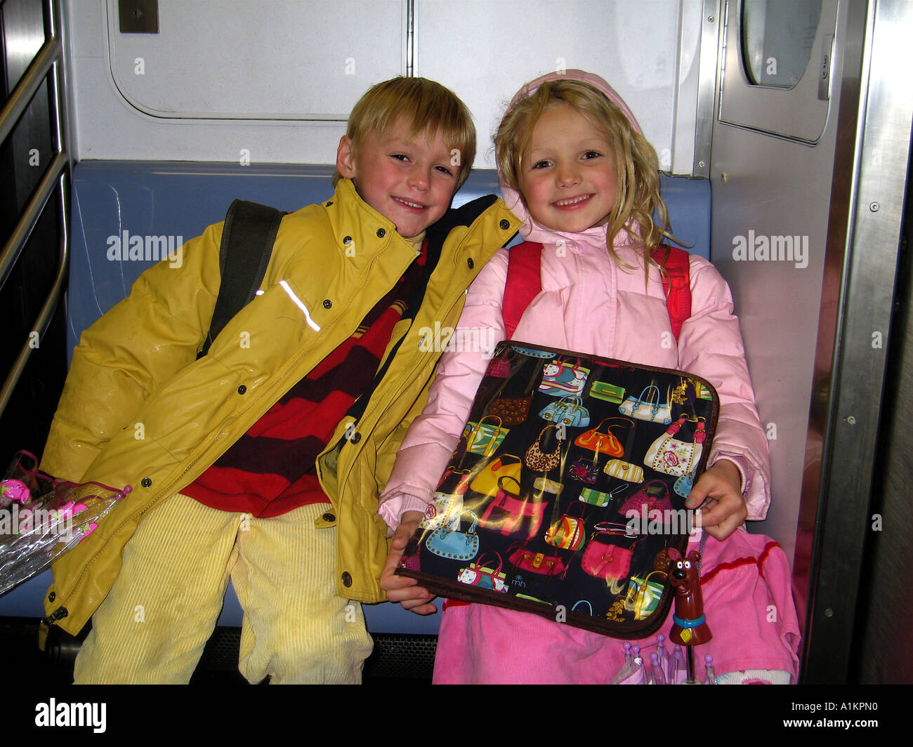 Children riding new york subway hi-res stock photography and images - Alamy