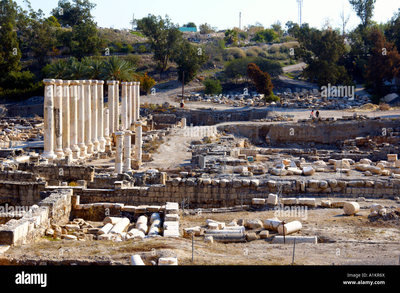 Israel Bet Shean general view of the Byzantine Agora in the city center ...