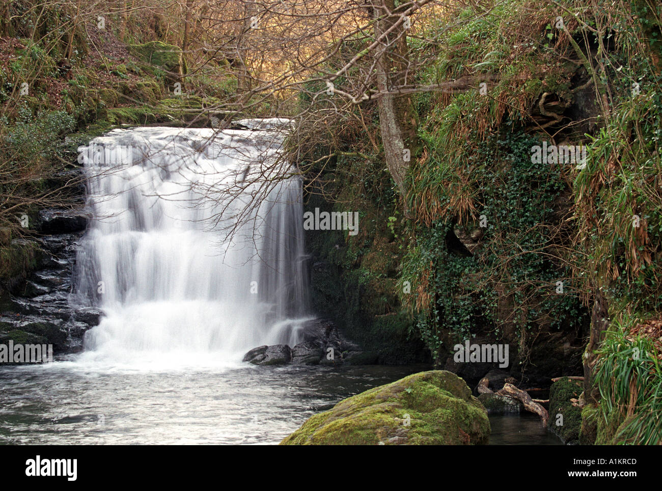 Watersmeet waterfall in Devon Britain UK Stock Photo - Alamy