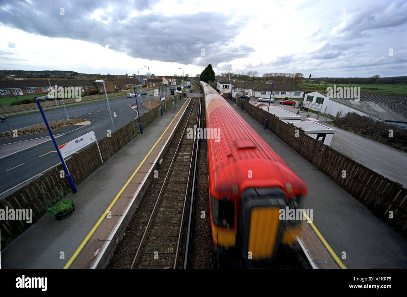 A train arriving at Wool railway station in Dorset Britain UK Stock ...