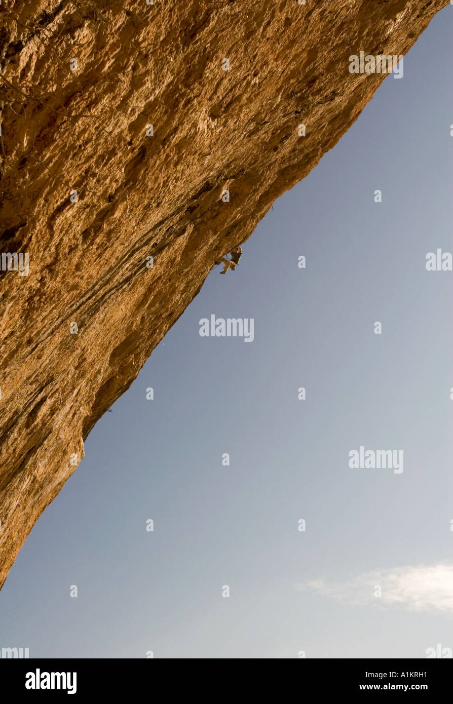 World Champion, austrian David Lama, climbing hard core route in Spain ...