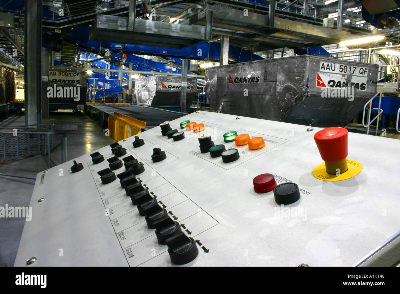 Industry scene of a control panel for an air cargo handling unit work ...