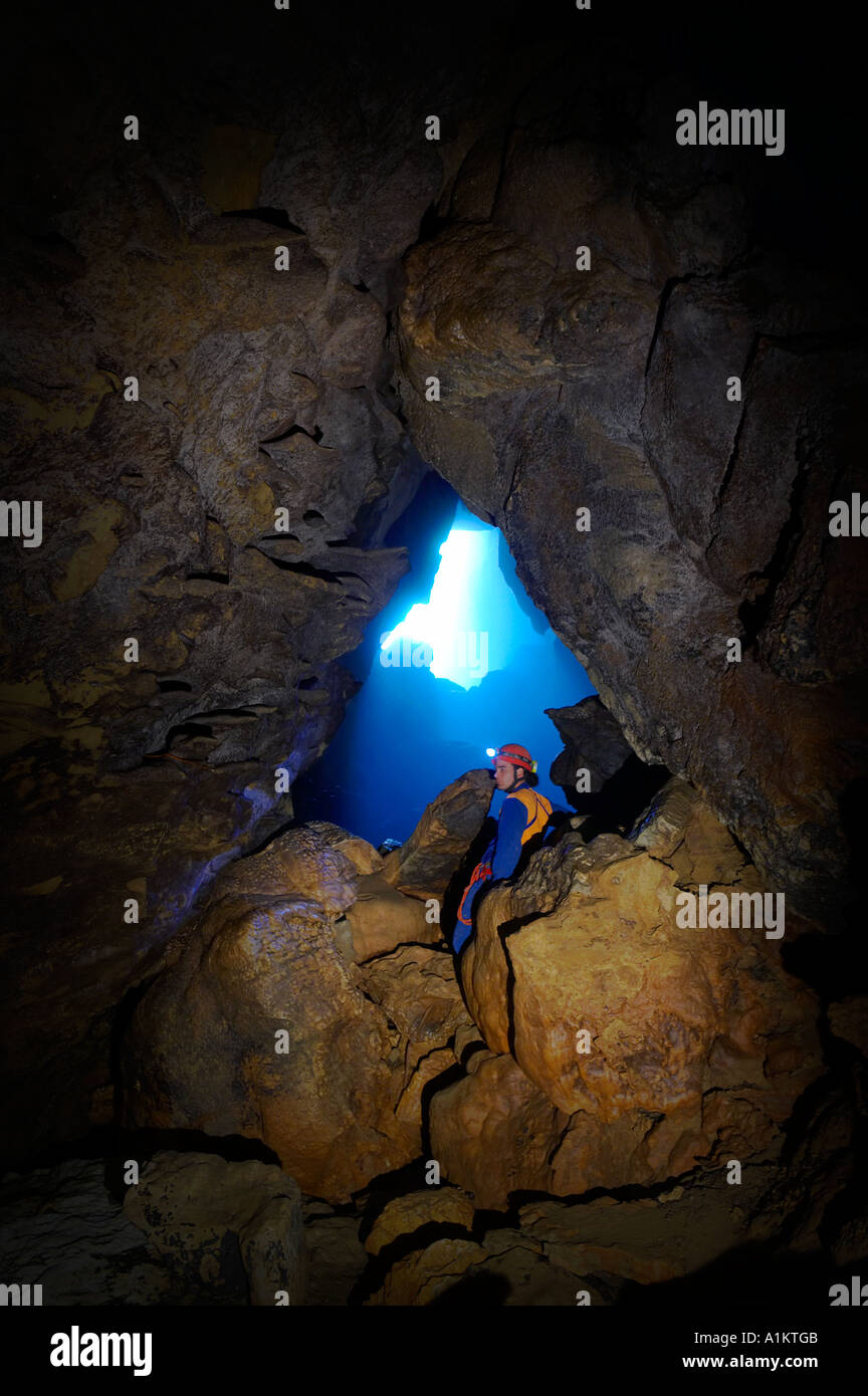 Waitomo Caves New Zealand 100 metre abseil rappel into Lost World ...