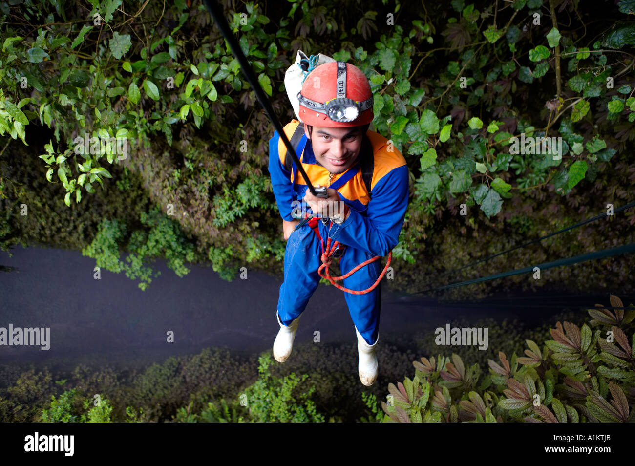 Waitomo Caves New Zealand 100 metre abseil rappel into Lost World ...
