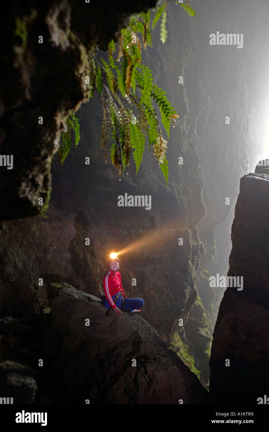 Waitomo Caves New Zealand 100 metre abseil rappel into Lost World ...
