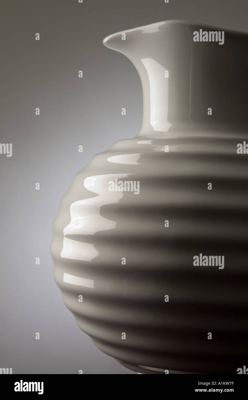 White ribbed pitcher or jug Stock Photo - Alamy