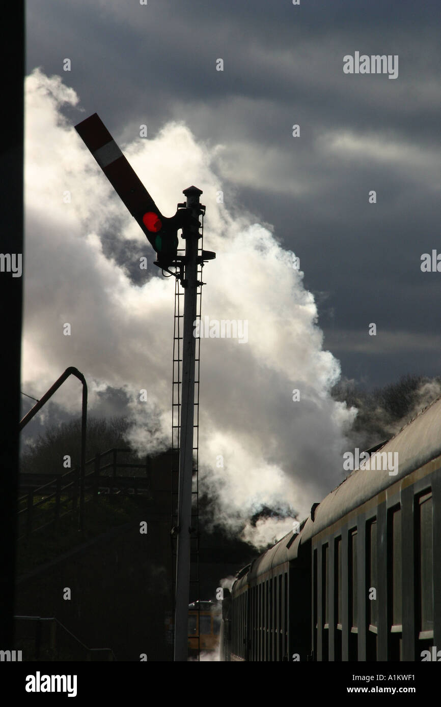Steam Locomotive and Signal Nene Valley Railway Cambridgeshire England ...