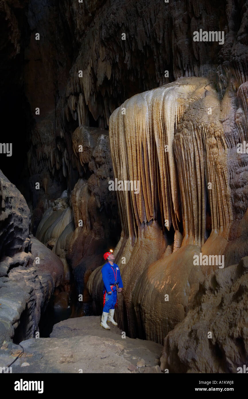 Waitomo Caves New Zealand 100 metre abseil rappel into Lost World ...