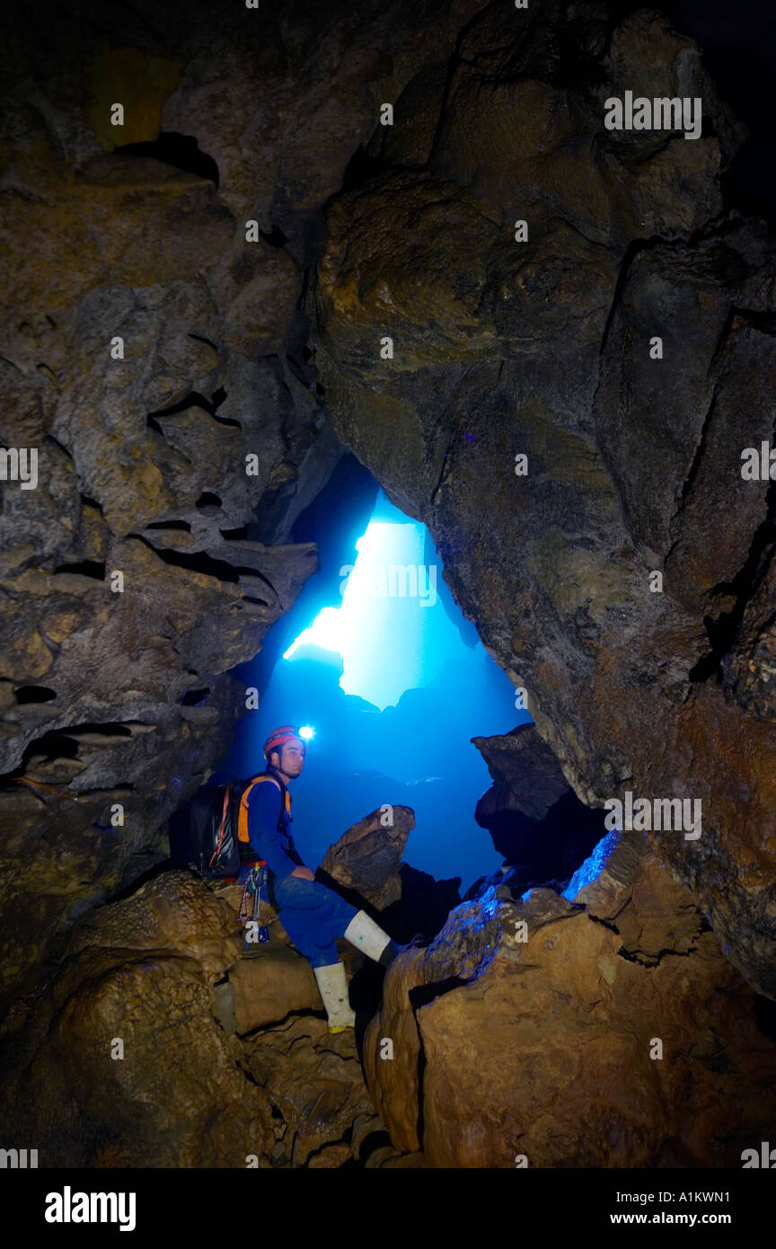 Waitomo Caves New Zealand 100 metre abseil rappel into Lost World ...