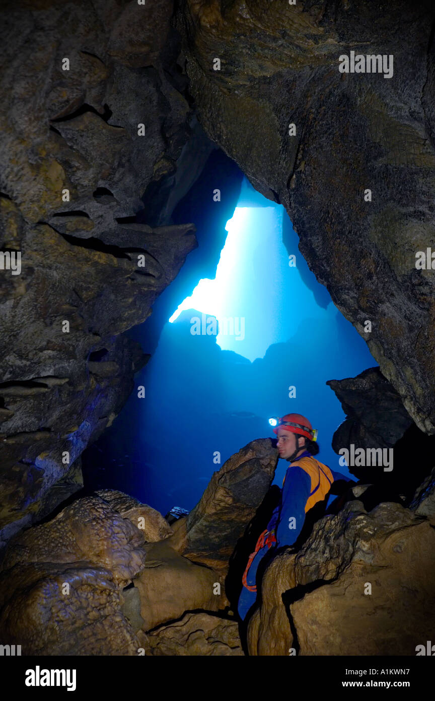 Waitomo Caves New Zealand 100 metre abseil rappel into Lost World ...