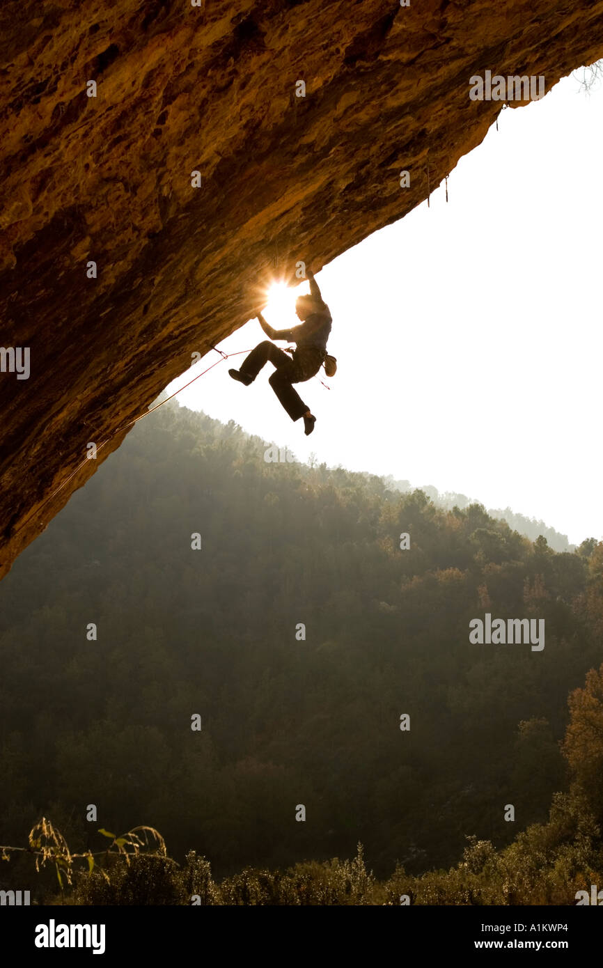 Hard core climber in a overhang wall Stock Photo - Alamy