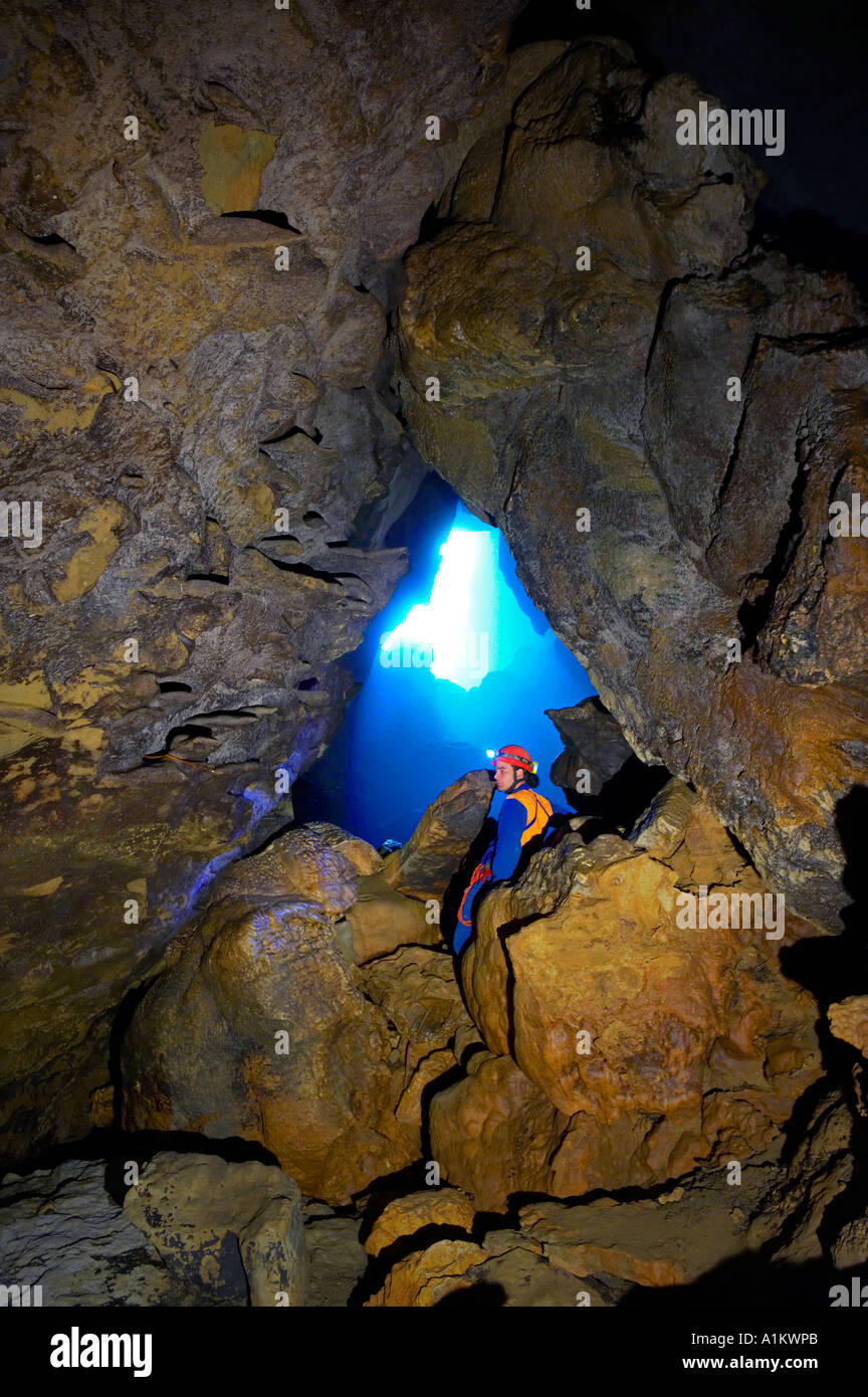 Waitomo Caves New Zealand 100 metre abseil rappel into Lost World ...