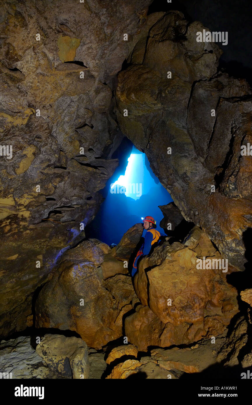 Waitomo Caves New Zealand 100 metre abseil rappel into Lost World ...