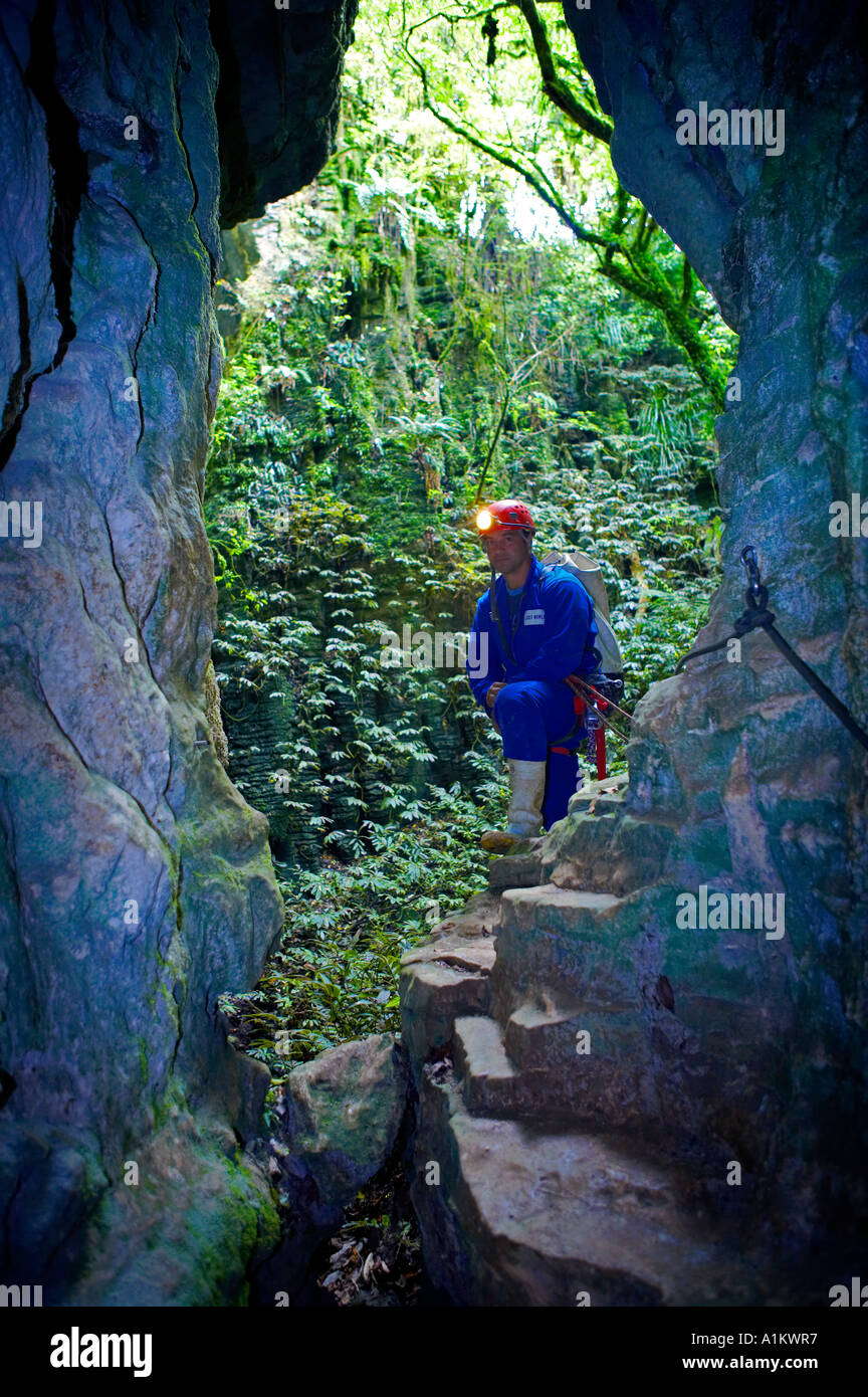Waitomo Caves New Zealand 100 metre abseil rappel into Lost World ...