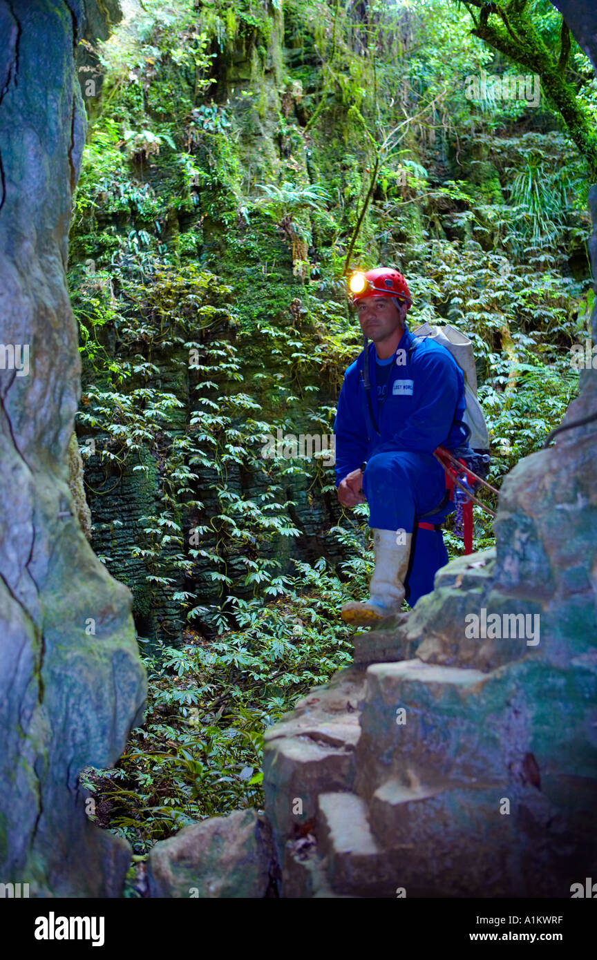 Waitomo Caves New Zealand 100 metre abseil rappel into Lost World ...