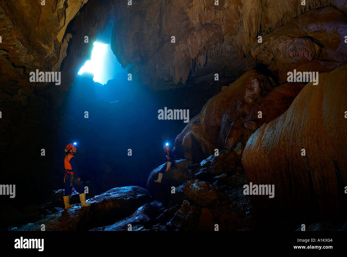 Waitomo Caves New Zealand 100 metre abseil rappel into Lost World ...