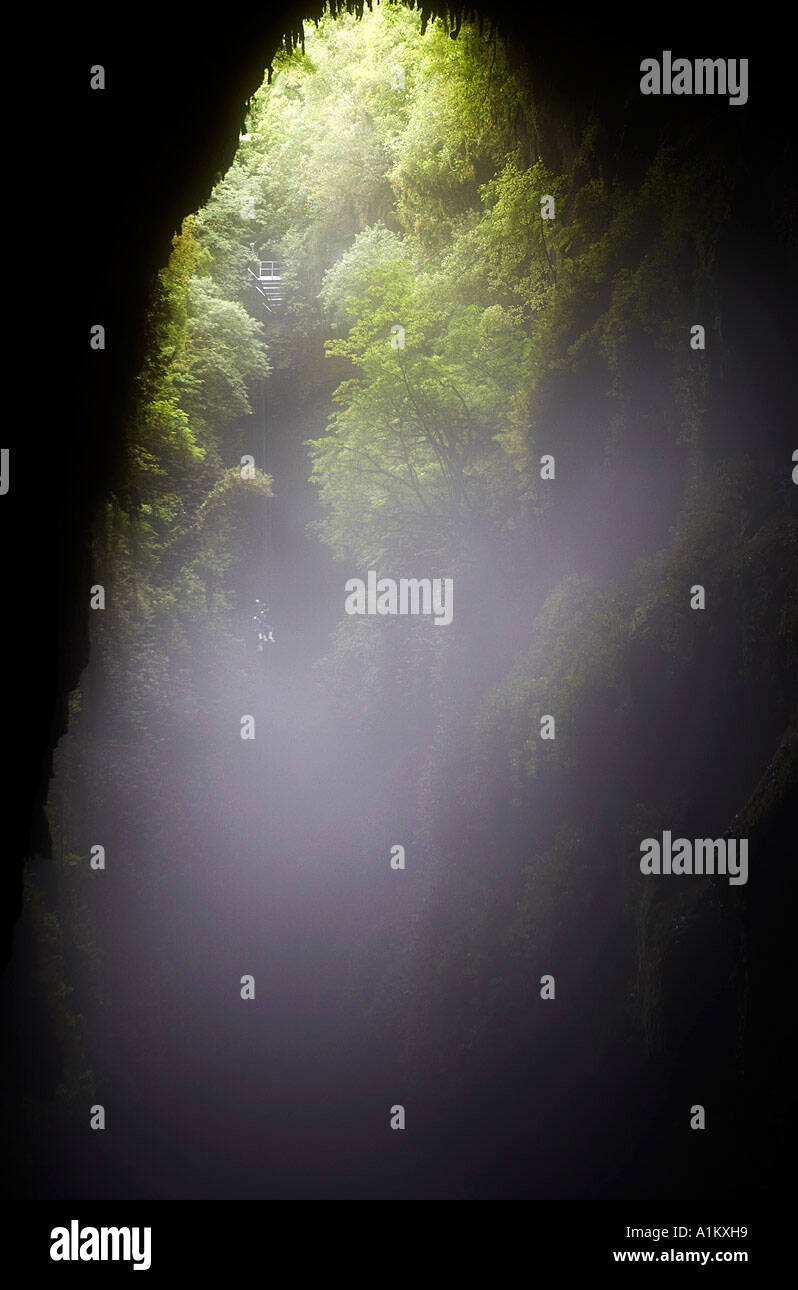 Waitomo Caves New Zealand 100 metre abseil rappel into Lost World ...