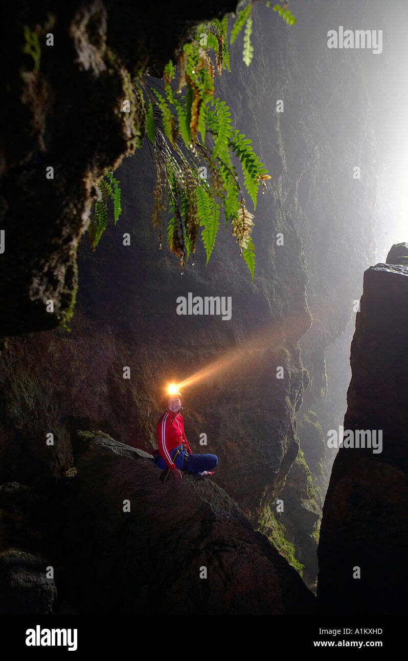 Waitomo Caves New Zealand 100 metre abseil rappel into Lost World ...