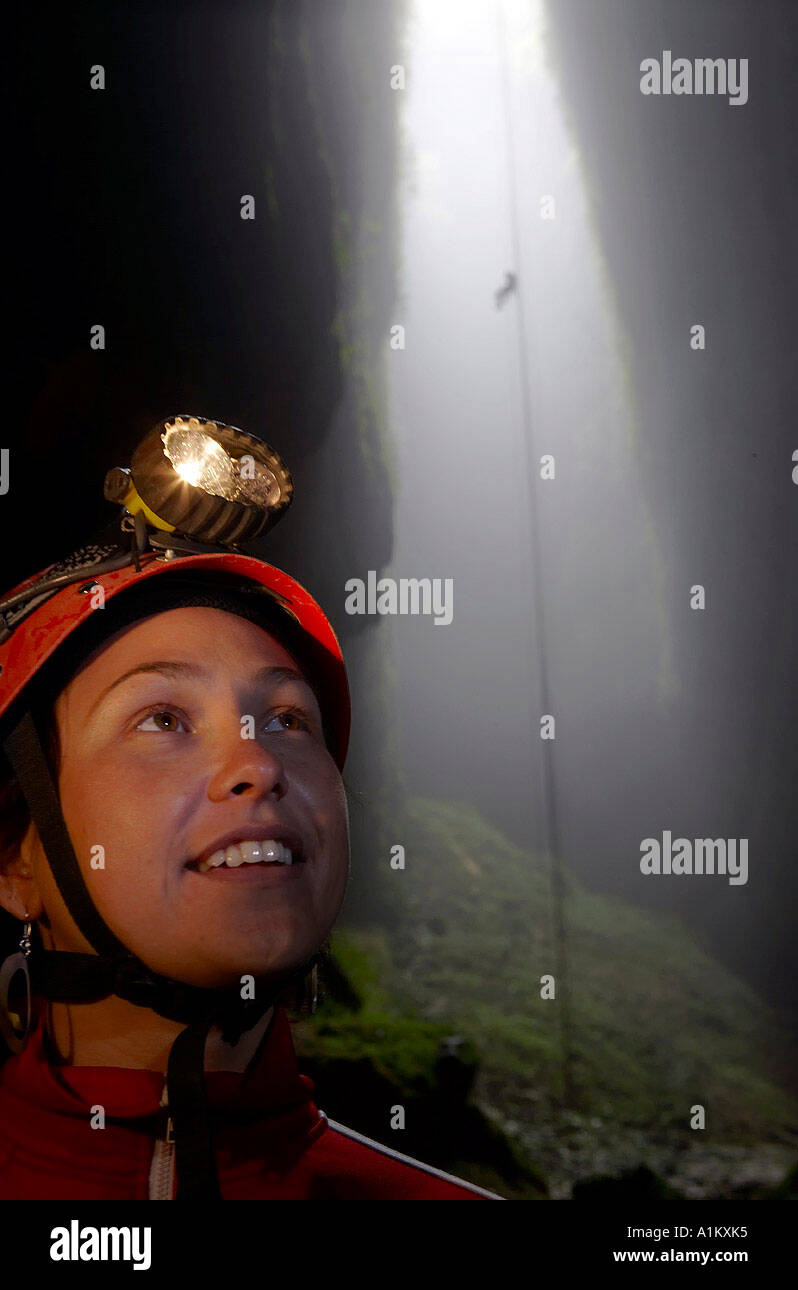 Waitomo Caves New Zealand 100 metre abseil rappel into Lost World ...