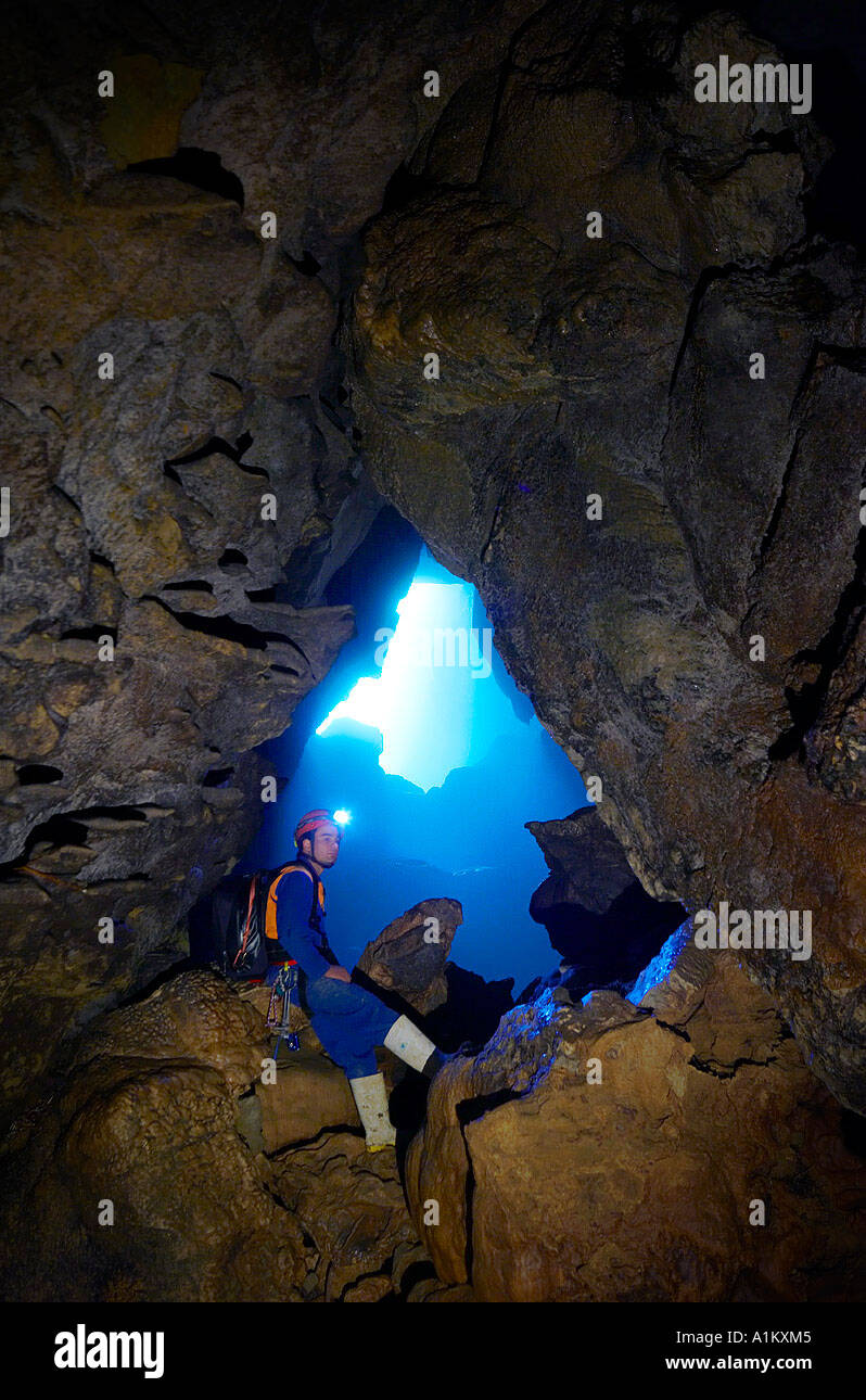Waitomo Caves New Zealand 100 metre abseil rappel into Lost World ...