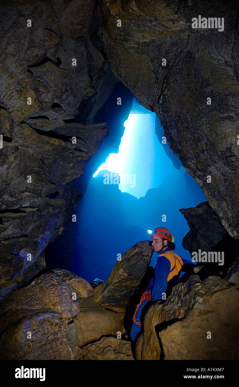 Waitomo Caves New Zealand 100 metre abseil rappel into Lost World ...