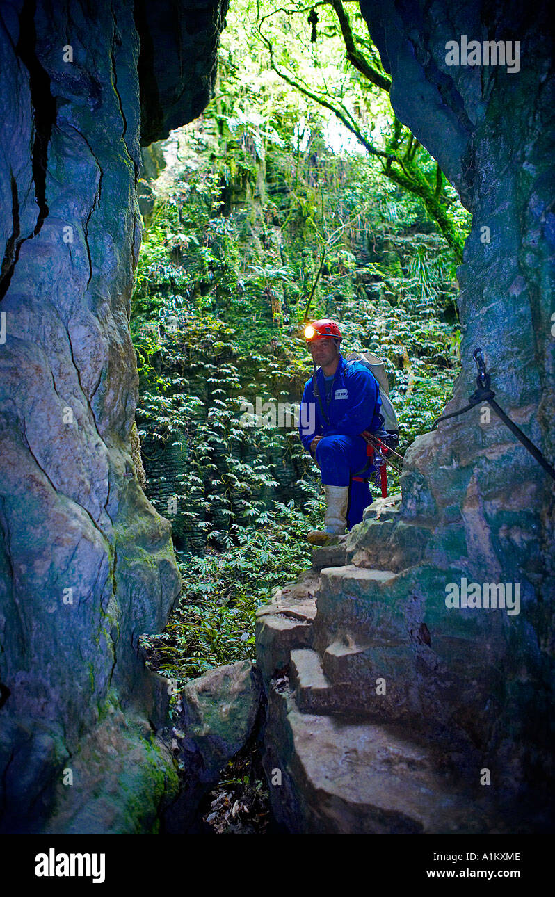 Waitomo Caves New Zealand 100 metre abseil rappel into Lost World ...