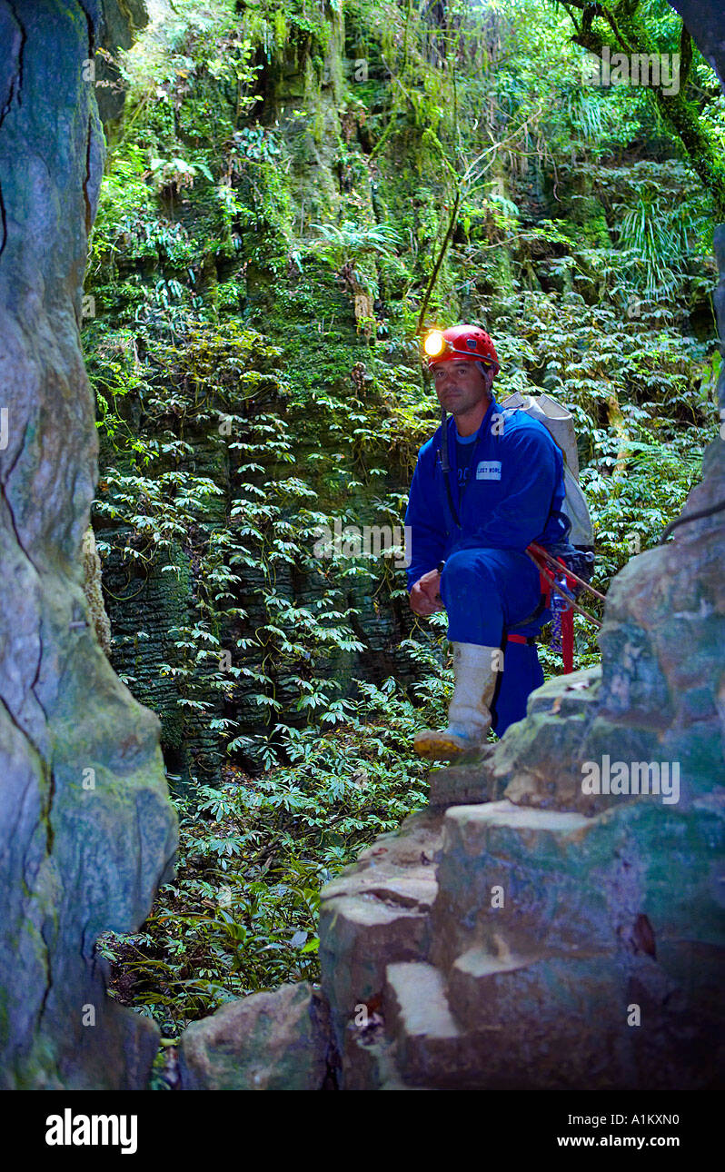 Waitomo Caves New Zealand 100 metre abseil rappel into Lost World ...
