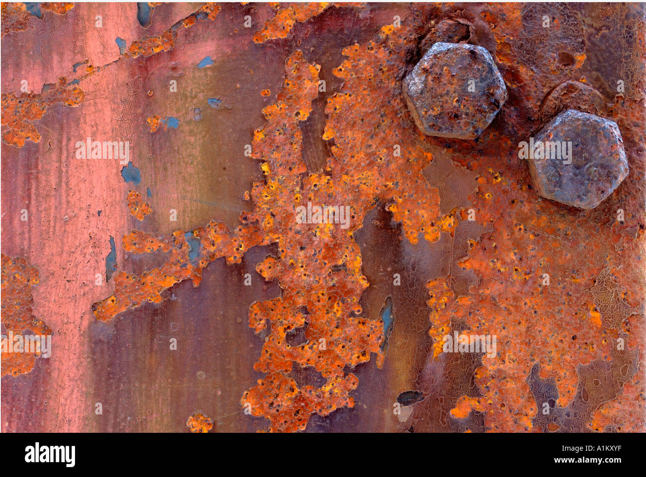 Background - Rusty iron with bolts Stock Photo - Alamy