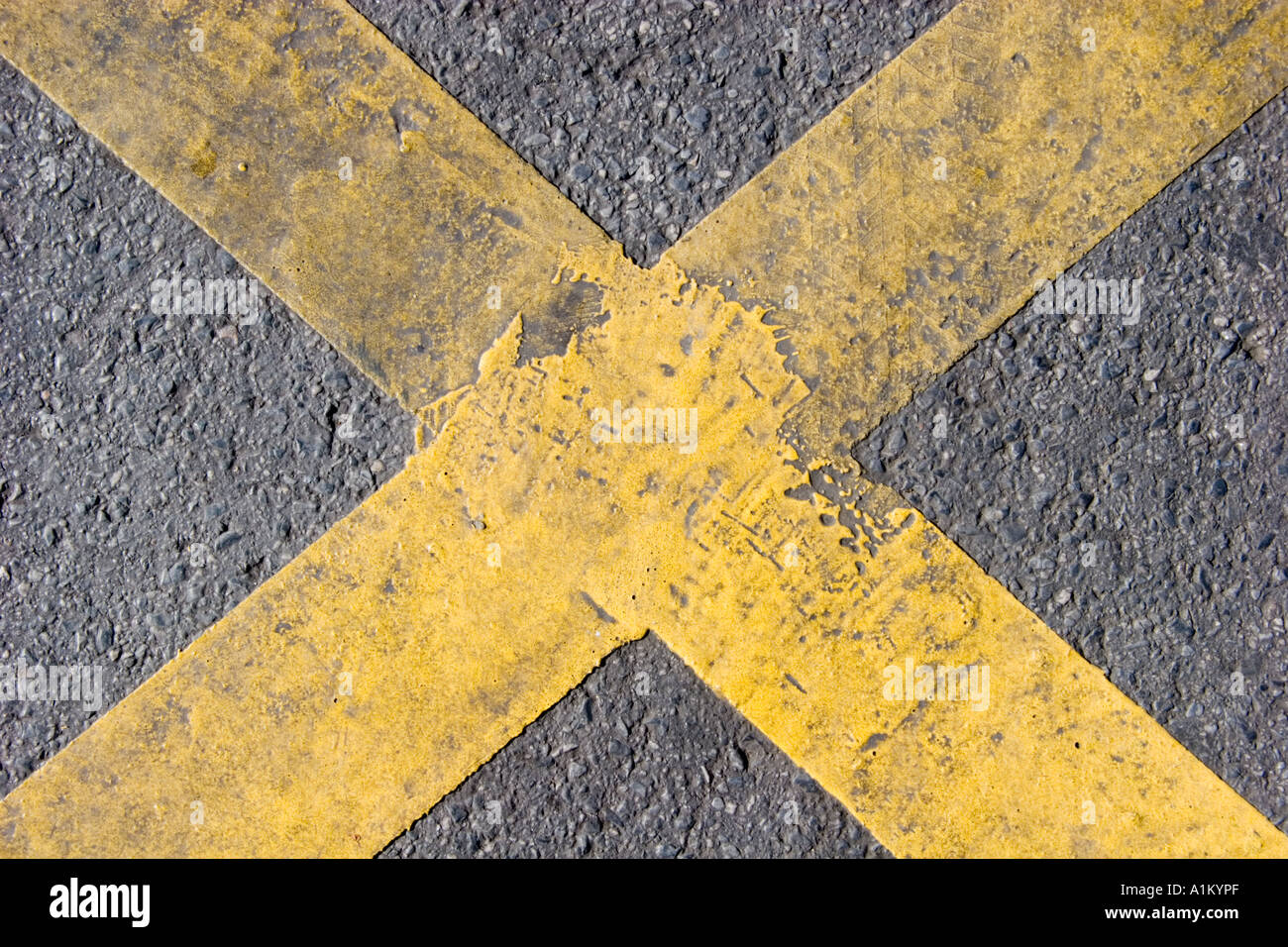 Section of yellow No Entry If No Clear Exit grid on road Stock Photo ...