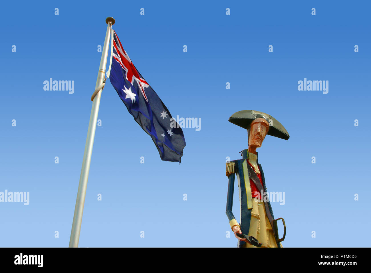 Australian flag and statue Whyalla Stock Photo - Alamy
