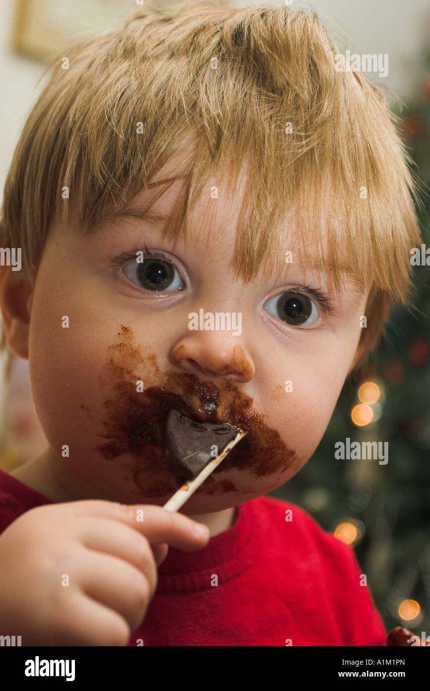 Chocolate Mucky Baby Face Stock Photo - Alamy
