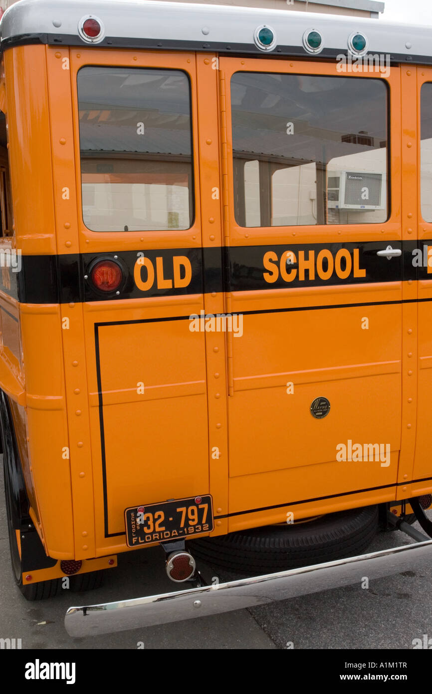 Rear View of 1932 Antique Vintage Yellow School Bus Stock Photo - Alamy