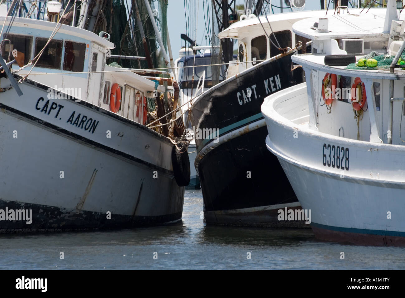 Three Shrimp Boats at Dock Stock Photo - Alamy