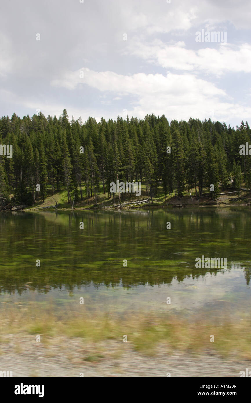 Reflections along a river in Yellowstone National Park, USA Stock Photo ...