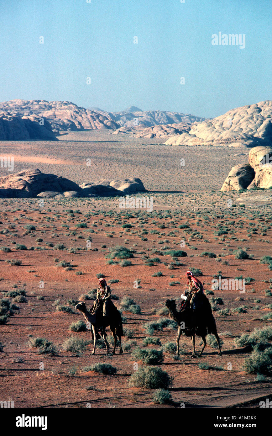 Jordan. Wadi Rum. Two Royal Jordanian Desert Police patrol the desert ...