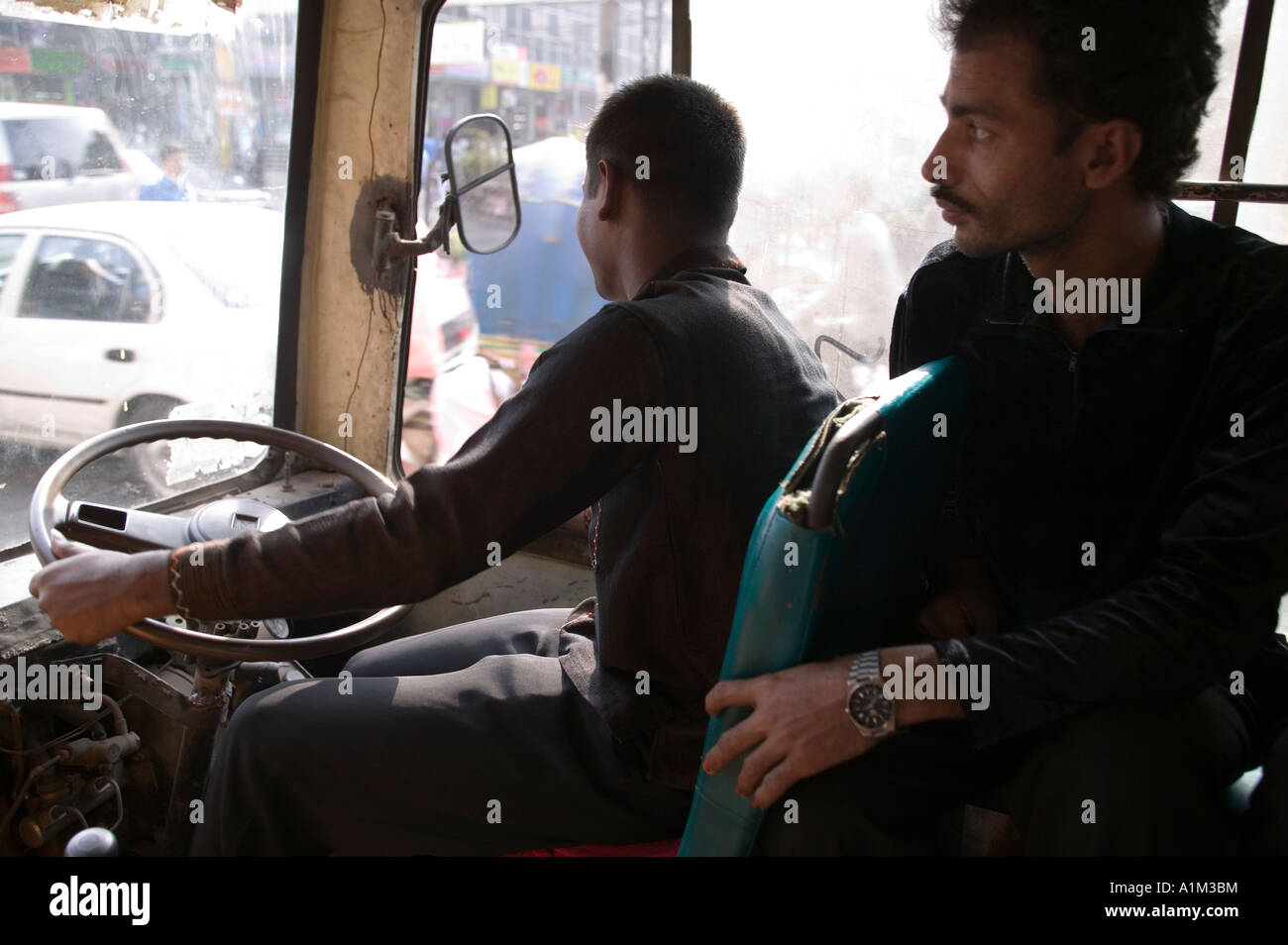 Bus Driver And Passenger Dhaka Bangladesh Stock Photo Alamy