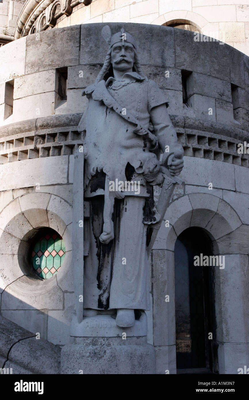 Statue of a knight at Fishermans Bastion. Budapest Hungary Stock Photo ...
