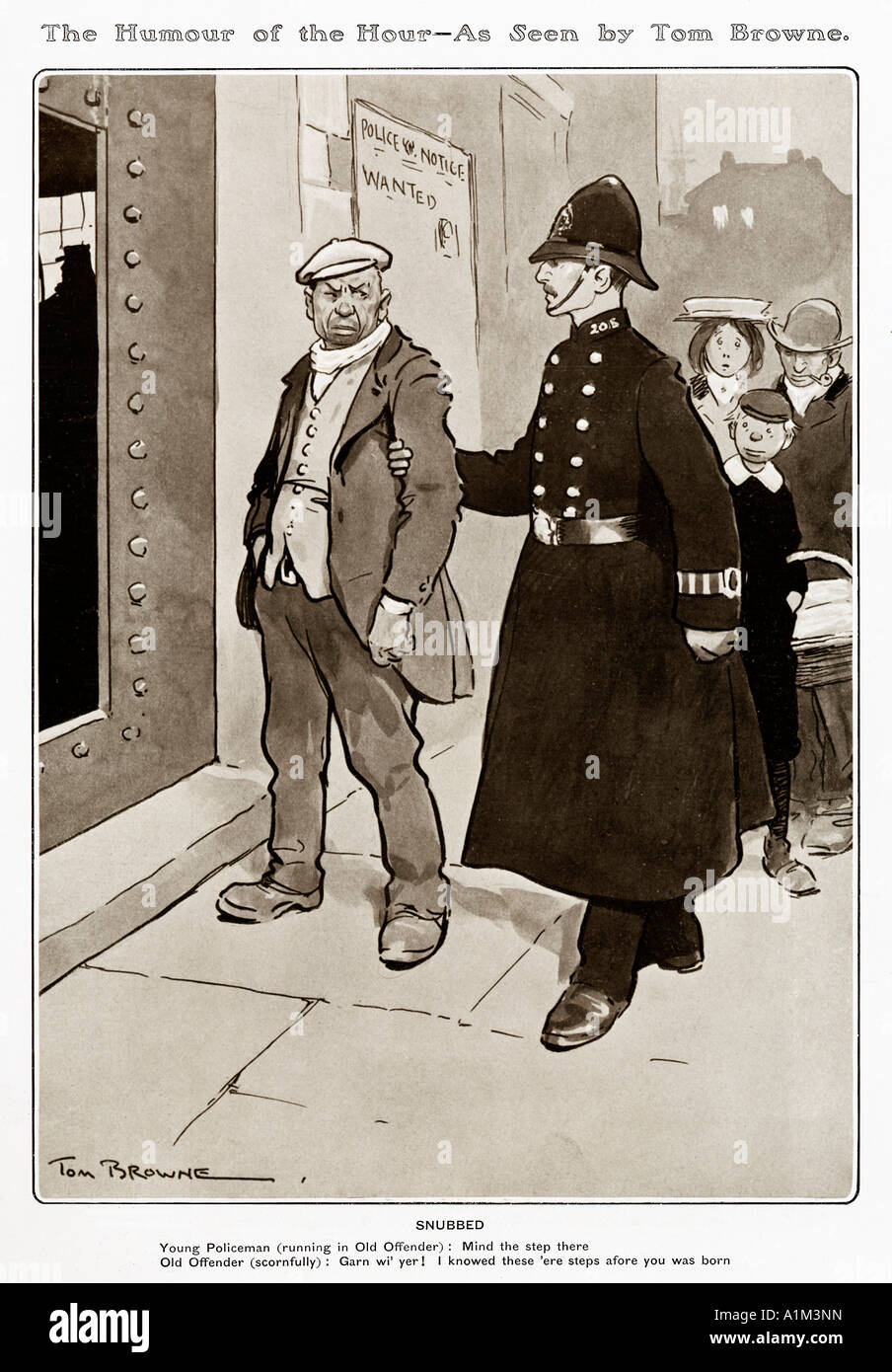 Snubbed Edwardian cartoon of a Young Policeman arresting an Old ...