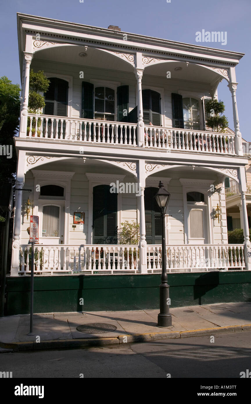 A white two story house with a veranda in New Orleans USA Stock Photo ...