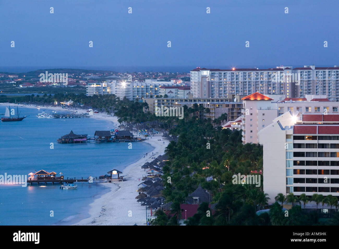 High Rise Resort Area, Palm Beach, Aruba, Caribbean Stock Photo - Alamy