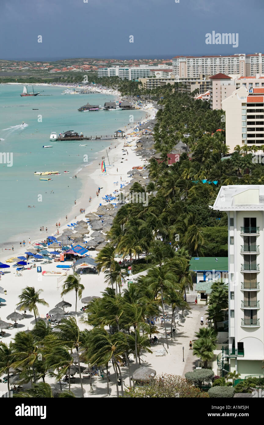 High Rise Resort Area, Palm Beach, Aruba, Caribbean Stock Photo - Alamy