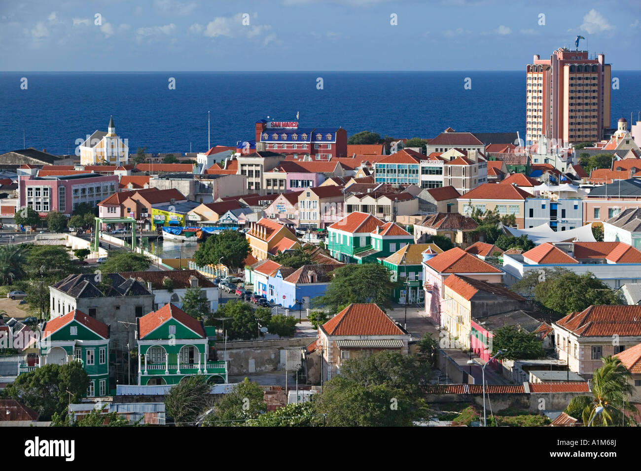 Aerial View of Punda, Willemstad, Curacao, Netherlands Antilles ...