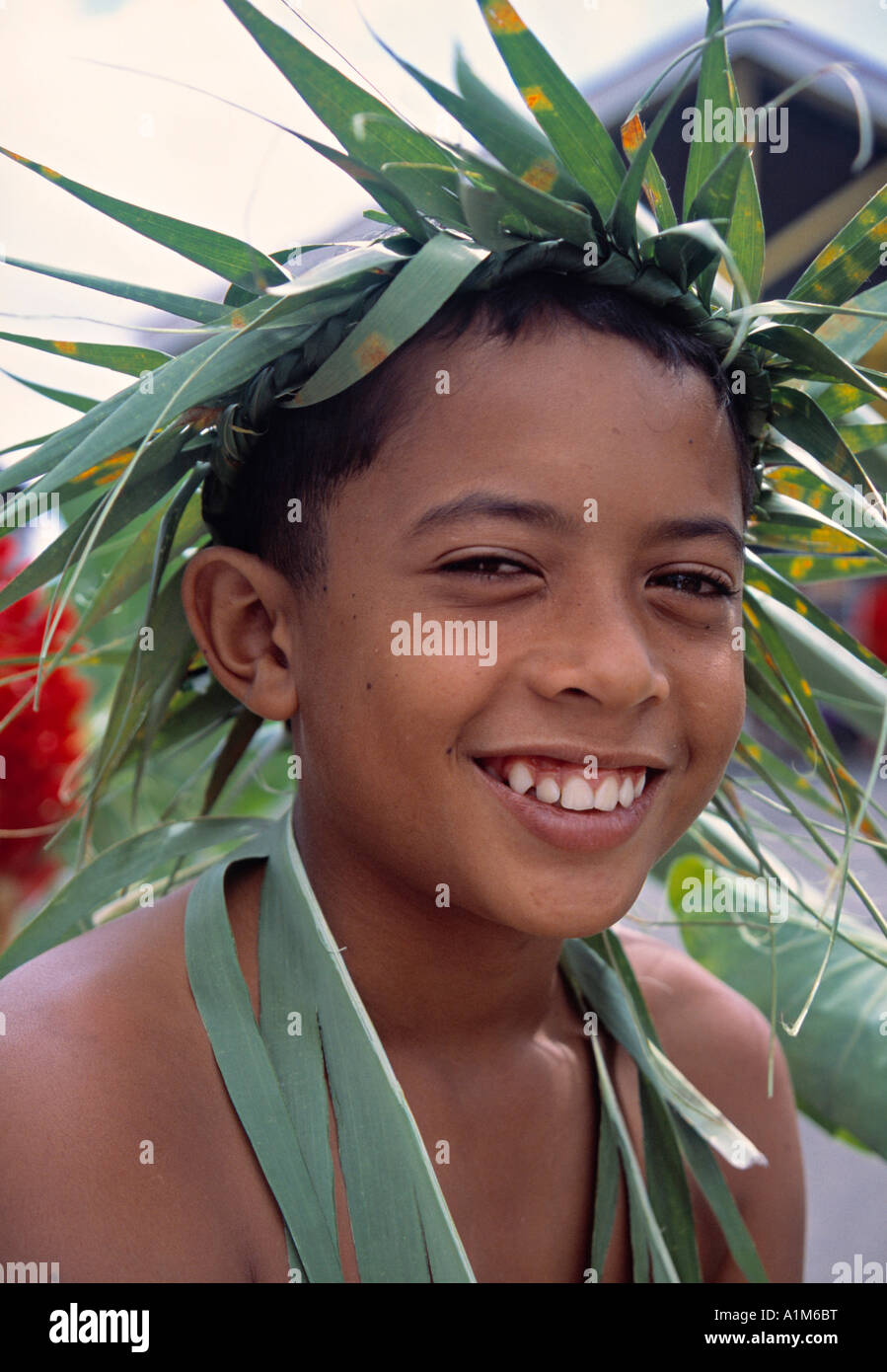 Portrait of young boy, Cook Islands Stock Photo - Alamy