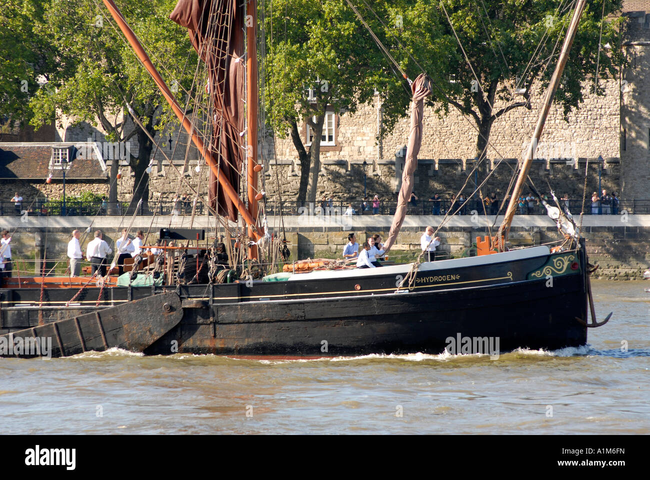 Thames sailing barge ‘Hydrogen’ on the River Thames London Stock Photo ...